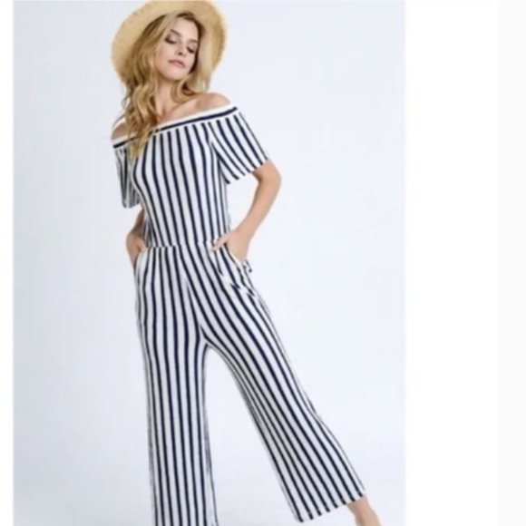 Love Tree | Pants & Jumpsuits | Love Tree Striped Offtheshoulder ...